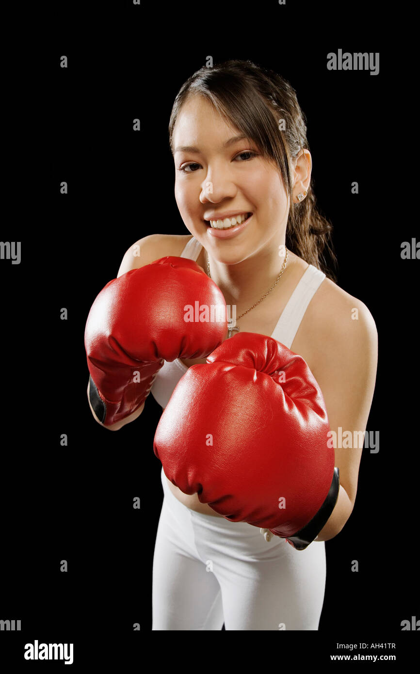 Woman in boxing gloves Stock Photo - Alamy