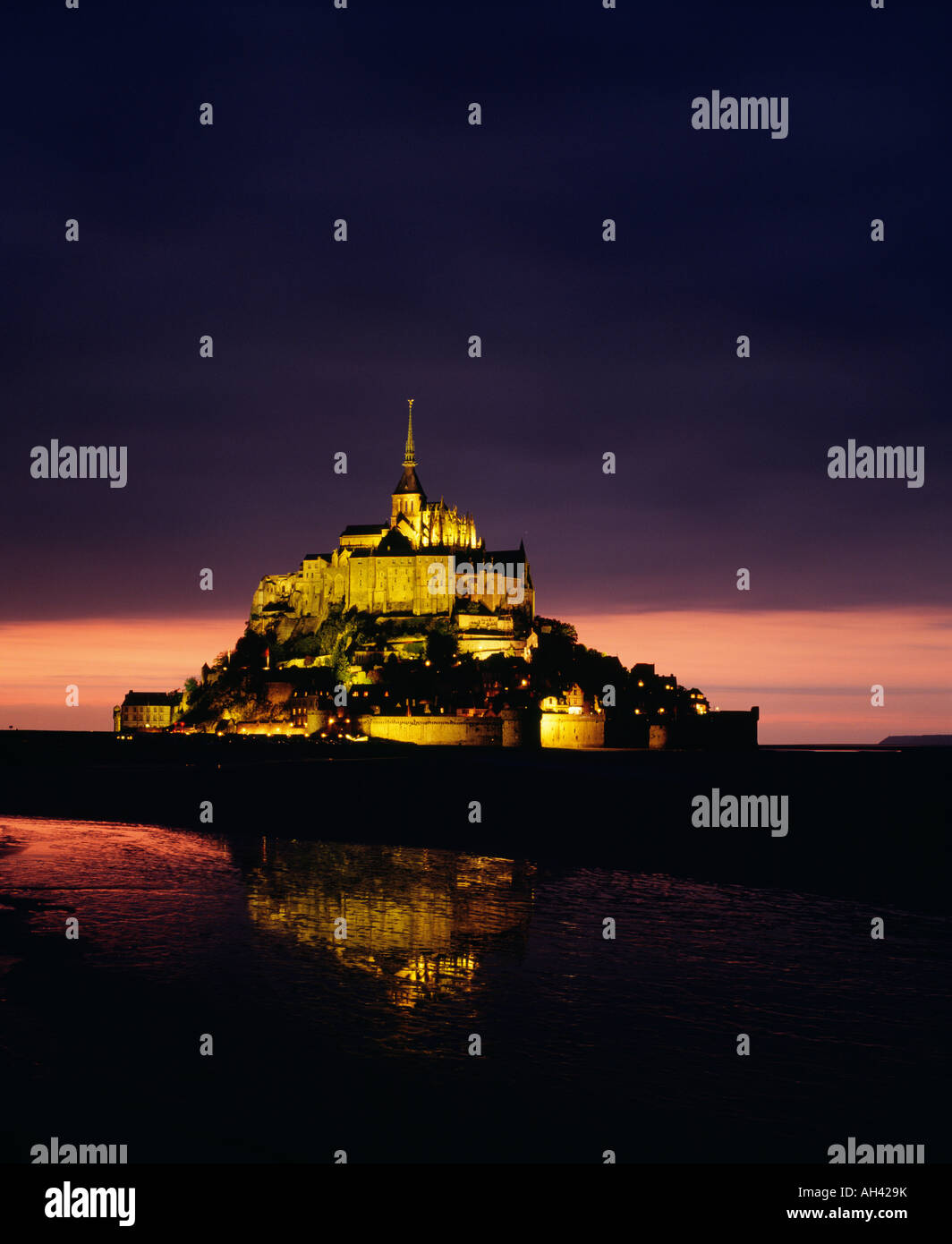 France Normandy silhouette of church at dusk Stock Photo - Alamy