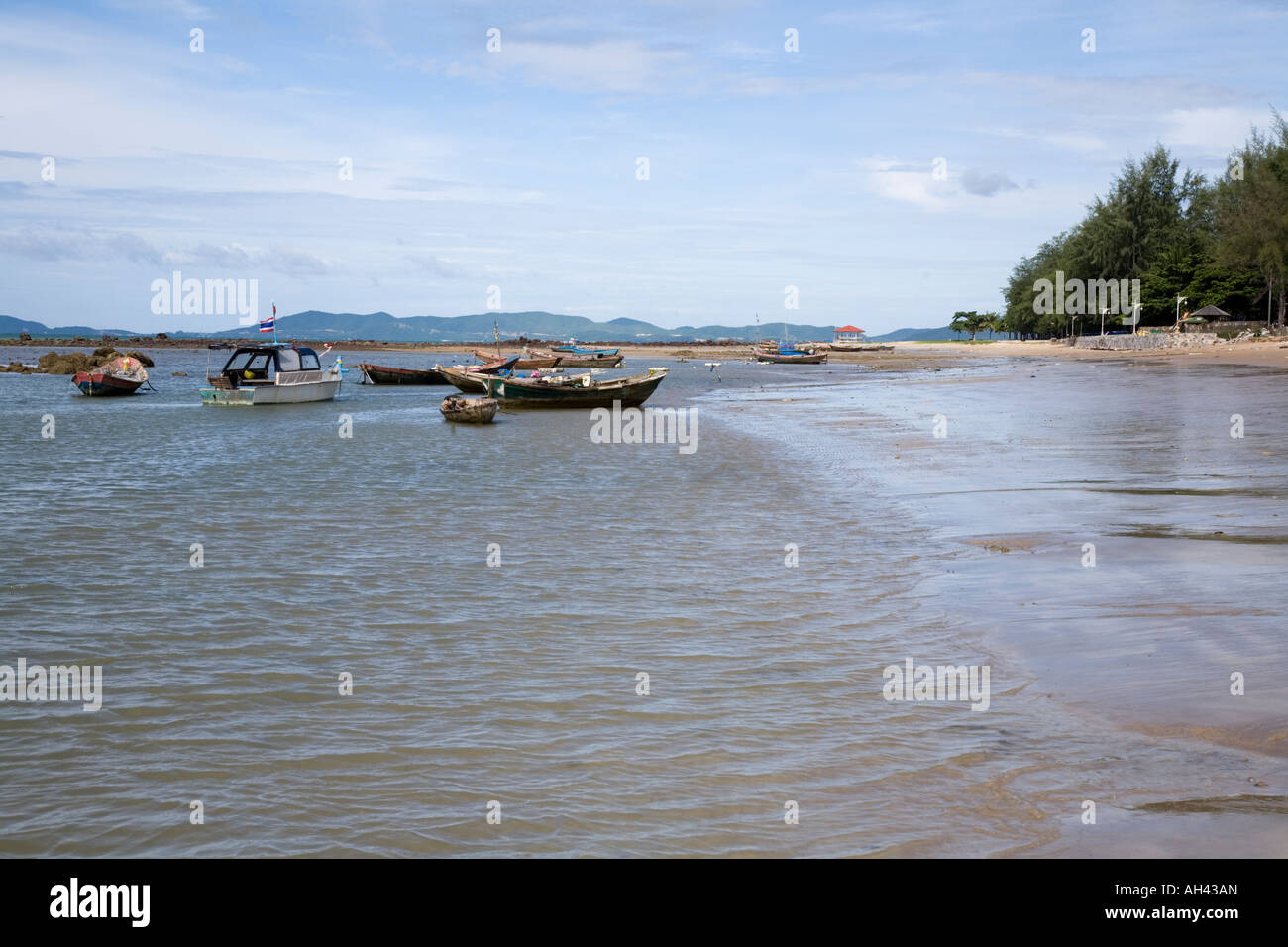 Phala Beach and fishing boats, located approximately 36 km from Rayong ...