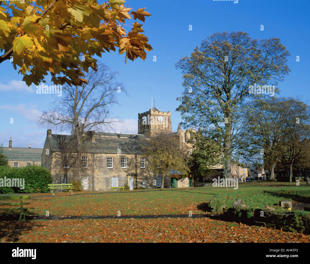 Picturesque Hexham Abbey from the south west in autumn, Hexham ...