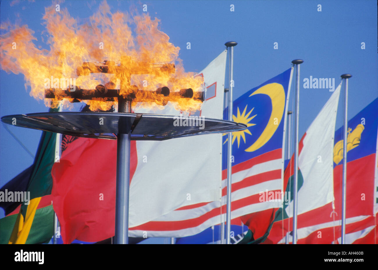 The Olympic Torch and National Flags at the Munich Olympic Games ...