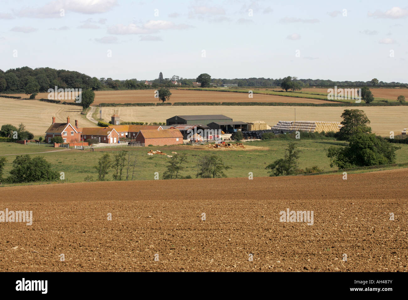Farm Buildings In Rolling Landscape Stock Photo - Alamy