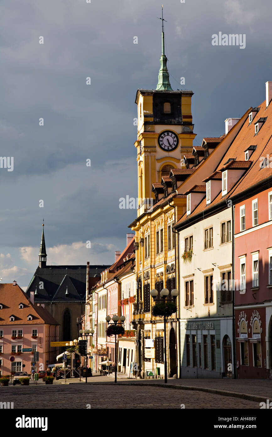Clock tower in main square Cheb Czech republic Stock Photo - Alamy