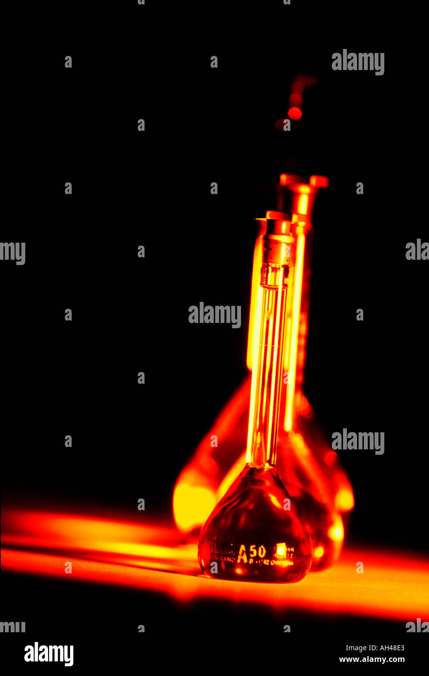 chemical liquids in flasks science lab 1820 Stock Photo - Alamy