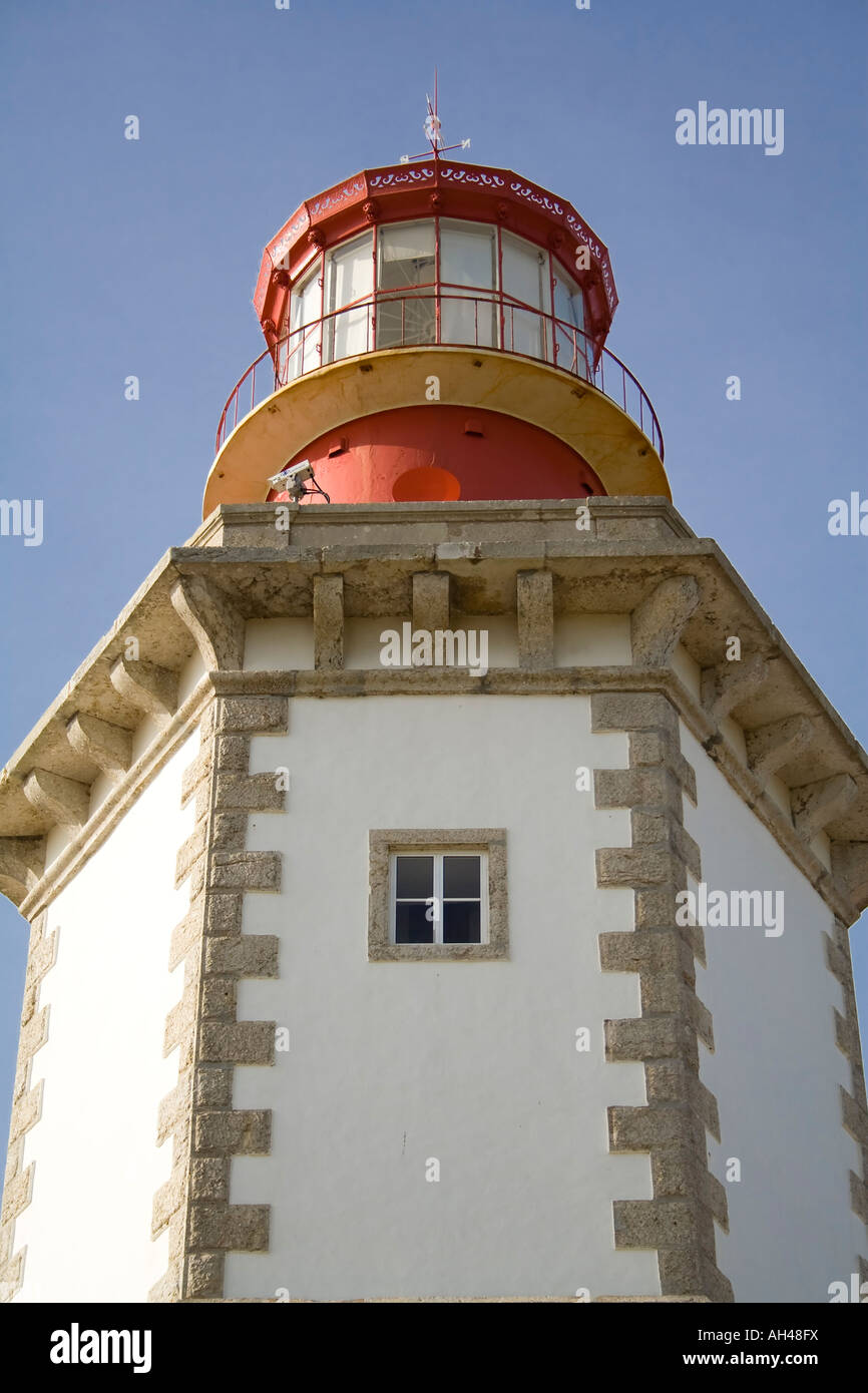 Espichel Cape lighthouse in Sesimbra. Built in 1790 it’s one of the oldest lighthouses on ...