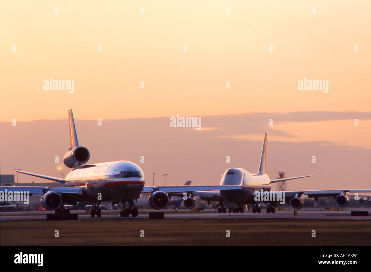 Commercial Airliner on runway, Miami International Airport, Miami, Fl ...