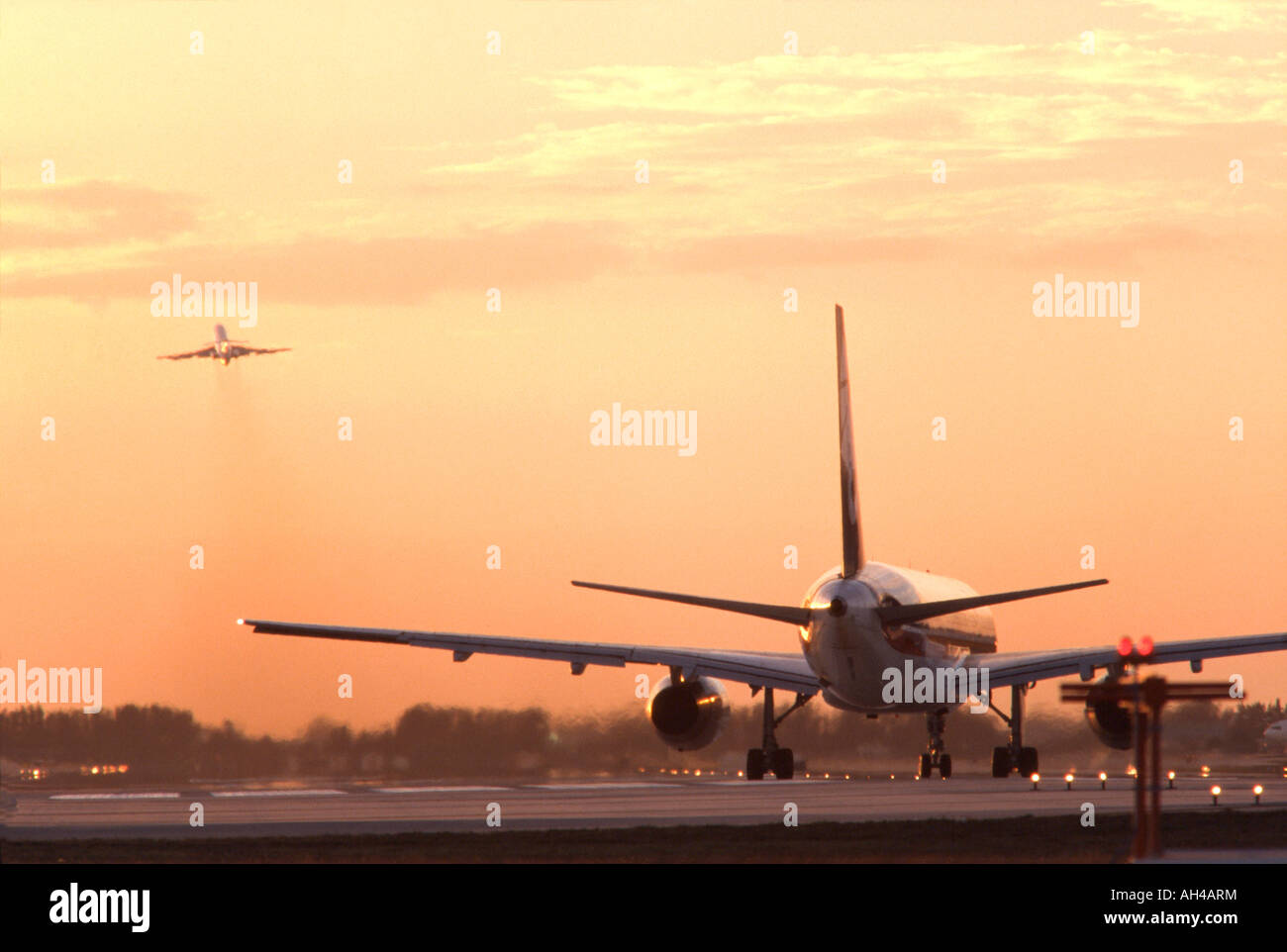 Commercial Airliner on runway, Miami International Airport, Miami, Fl ...