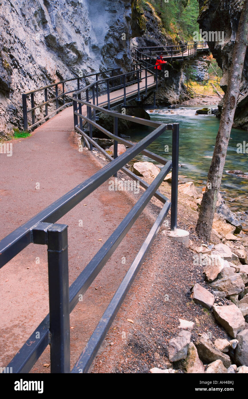 Walkway at Johnston Canyon Banff National Park, Alberta, Canada Stock ...