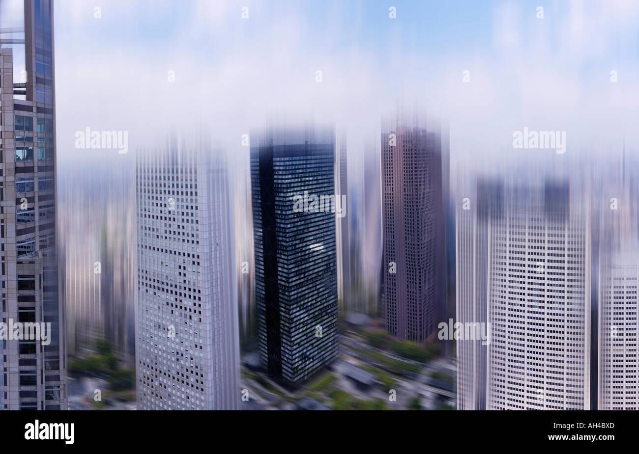 blurred view of skyscrapers, Tokyo, Japan Stock Photo - Alamy