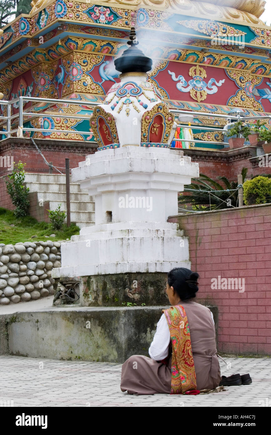 Tibetan women in meditation at Golden Buddha Maitreya. Amida buddha ...