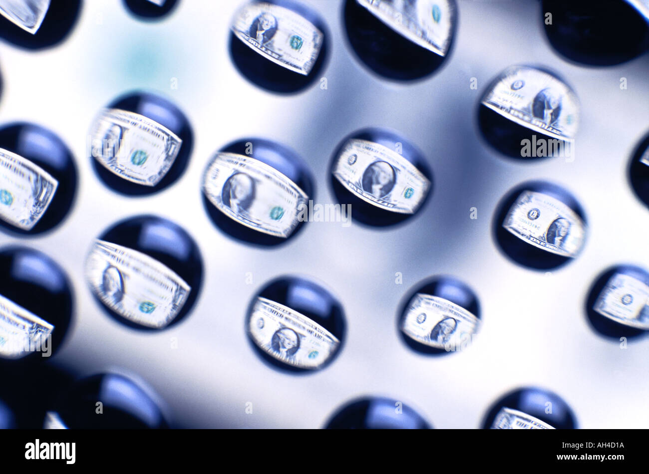 ONE DOLLARS BILLS REFLECTING THROUGH WATER DROPLETS Stock Photo - Alamy