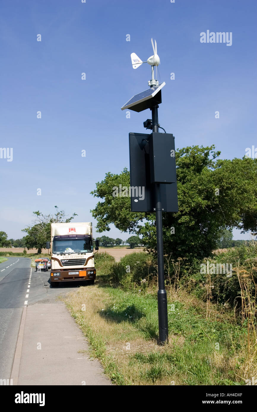 Small wind turbine and photovoltaic panel powering speed alert road ...