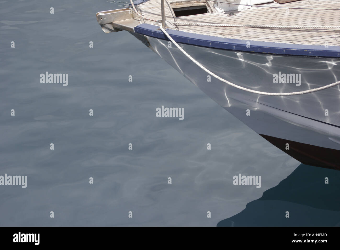 The hull of a boat floating in Mogan harbour, Gran Canaria Stock Photo ...
