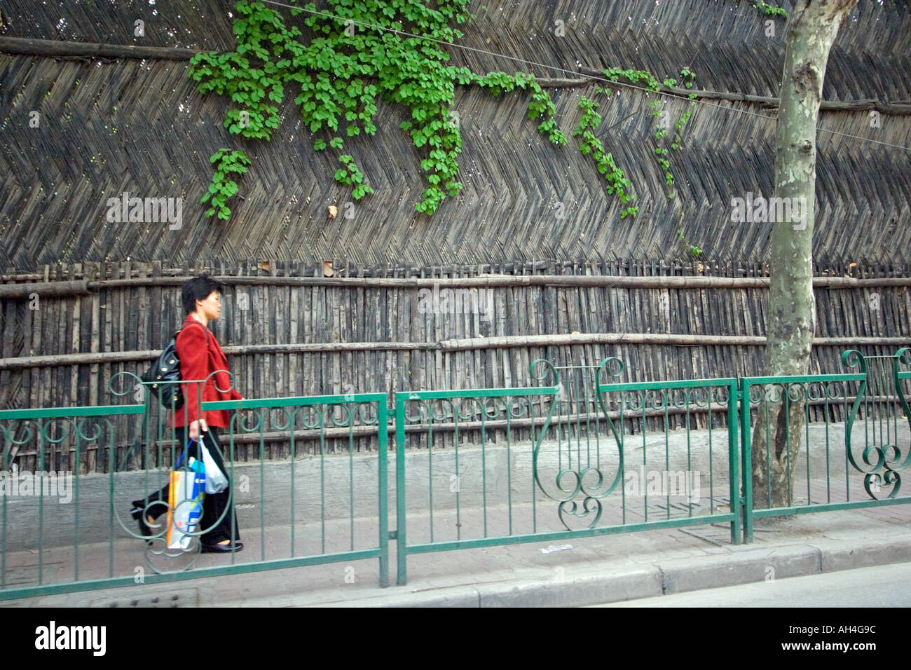 A woman strolls along a walk in Shanghai China Stock Photo - Alamy