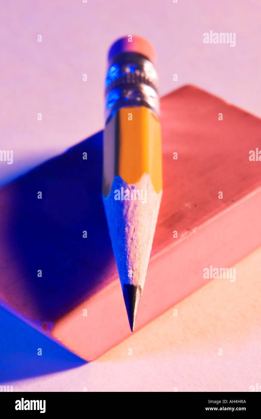 Short pencil with eraser Stock Photo - Alamy