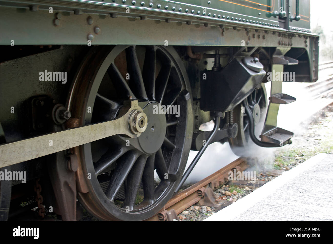 Wheels of a steam engine on Bodmin and Wenford Railway Cornwall England ...