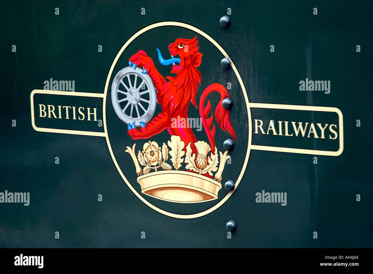 Old British Railways sign logo on steam engine at Bodmin and Wenford ...