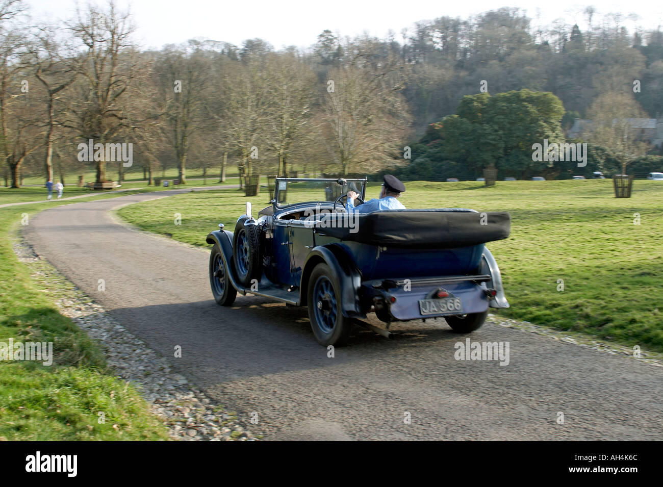 Humber blue open top old vintage sports car from behind Stock Photo - Alamy