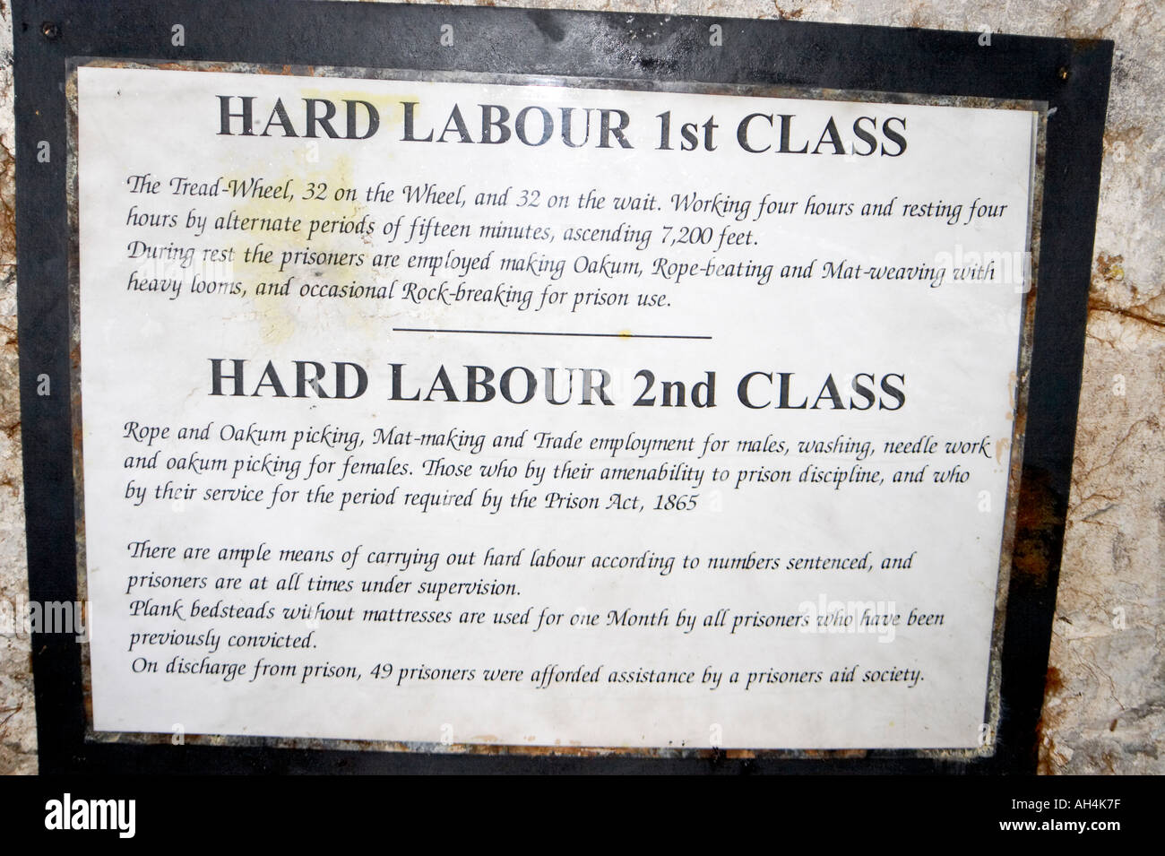 Information panel explaining hard labour in Bodmin Jail Bodmin Cornwall ...