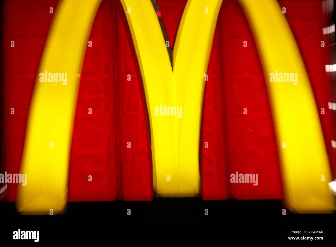 Macdonalds big M logo sign in neon at night London W1 England Stock ...