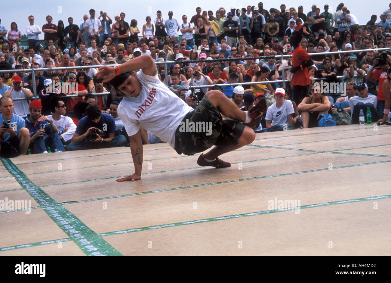 Break dancer competing in a competition Sprite Urban Games Clapham ...