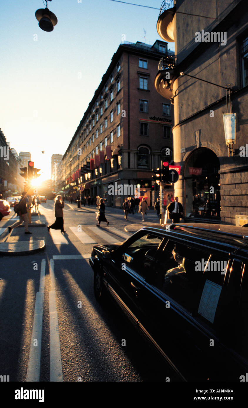 street scene on main street, Stockholm, Sweden Stock Photo - Alamy