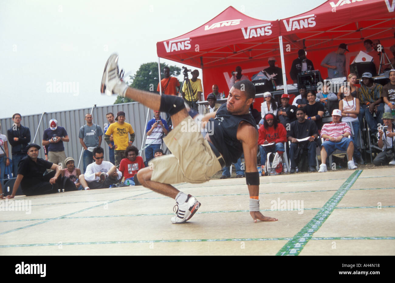 Break dancer competing in a competition Sprite Urban Games Clapham ...