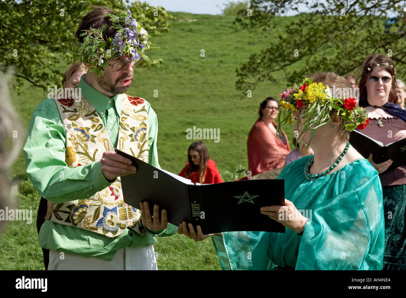 Lizzie Verran and Kevin Hollands with other pagans celebrating a ...