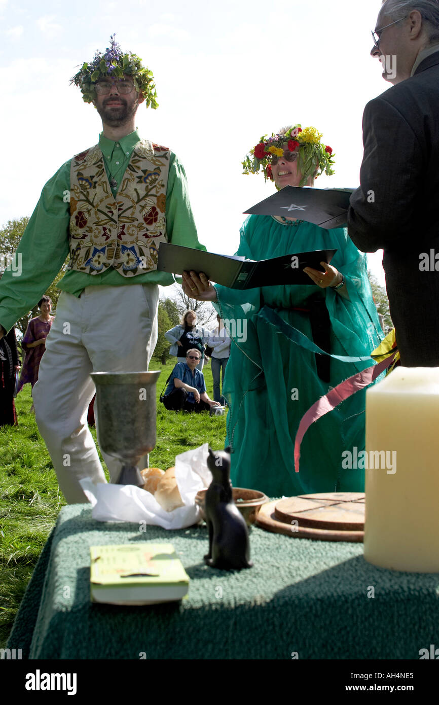 Lizzie Verran and Kevin Hollands with other pagans celebrating a ...