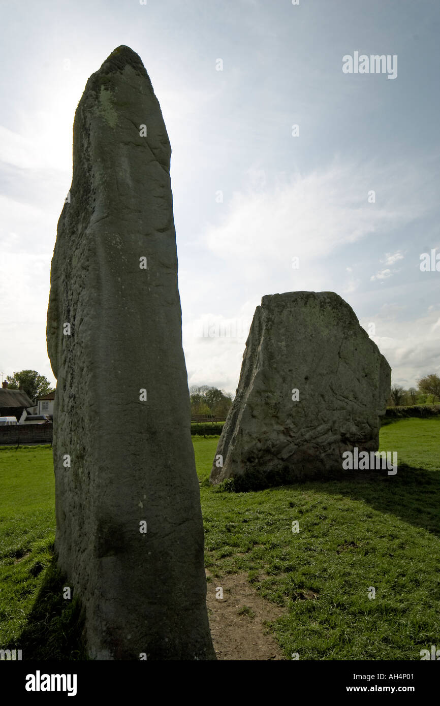 Two NEOLITHIC standing stones at Avebury Ring Stone Circle Wiltshire ...