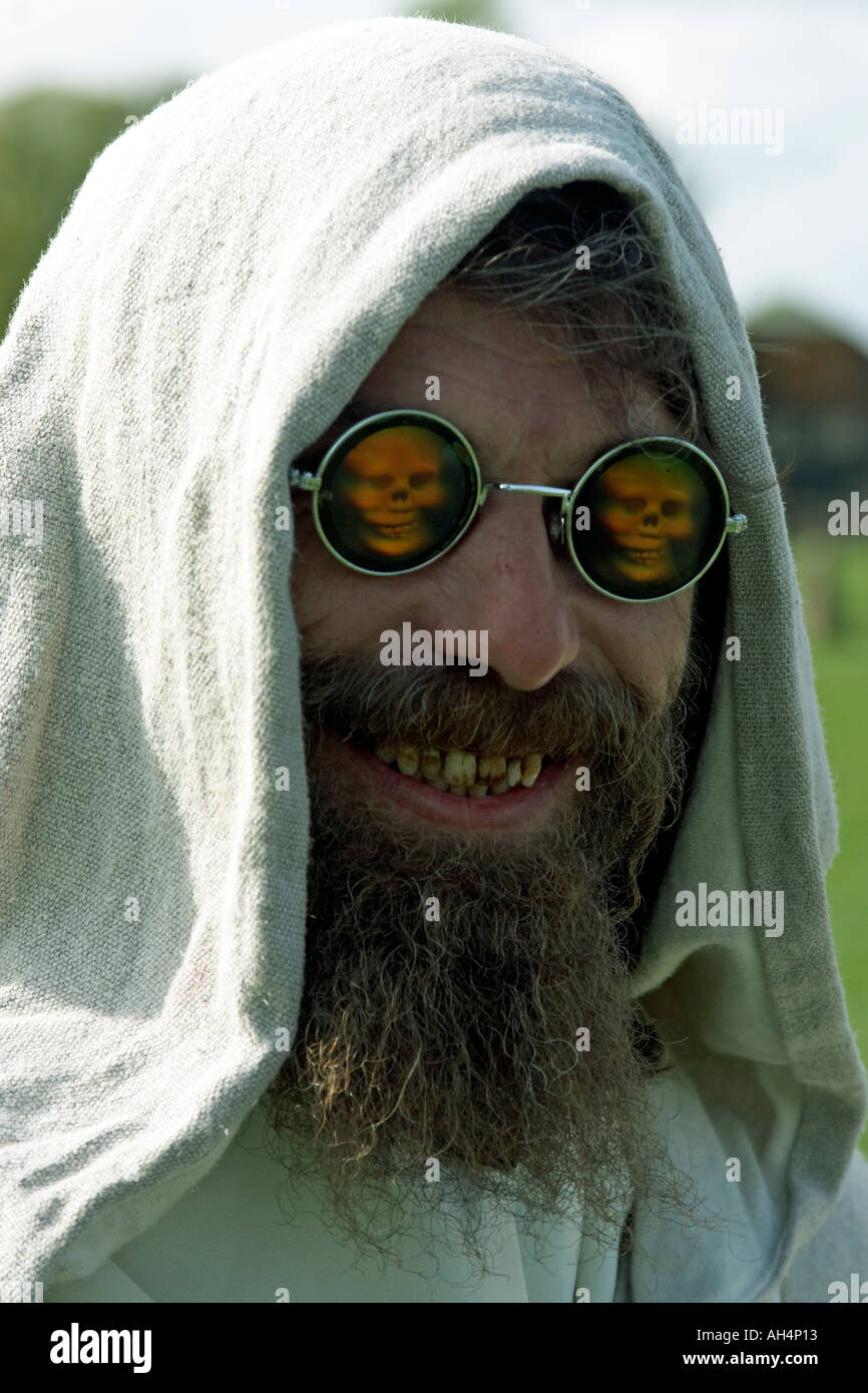 Merlin druid wizard pagan with hooded cloak sword and skull sunglasses ...