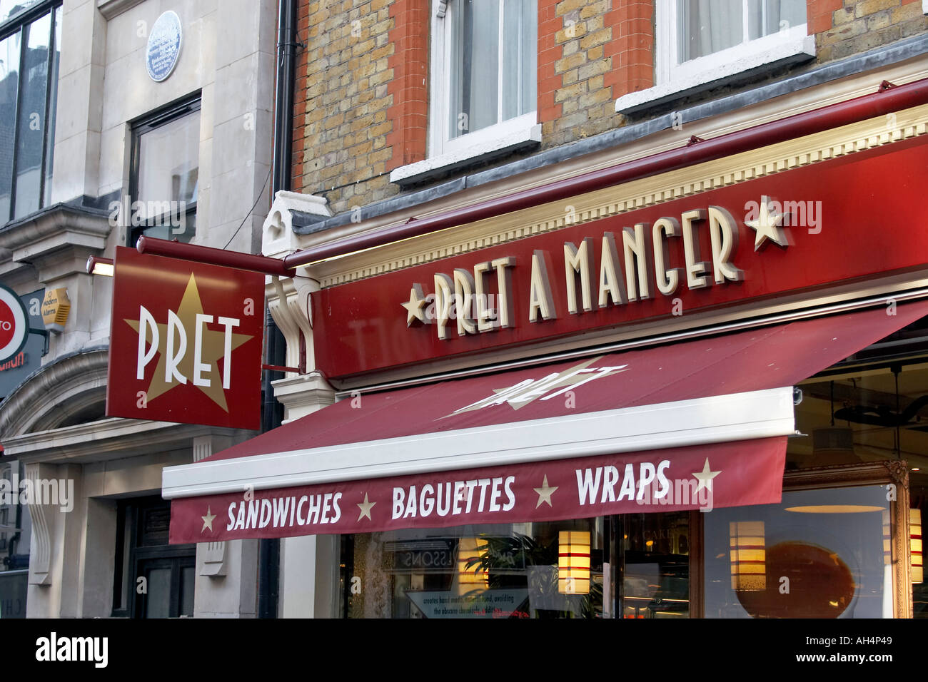 Pret a Manger Street sandwich baguettes and wrap shop store sign logo ...