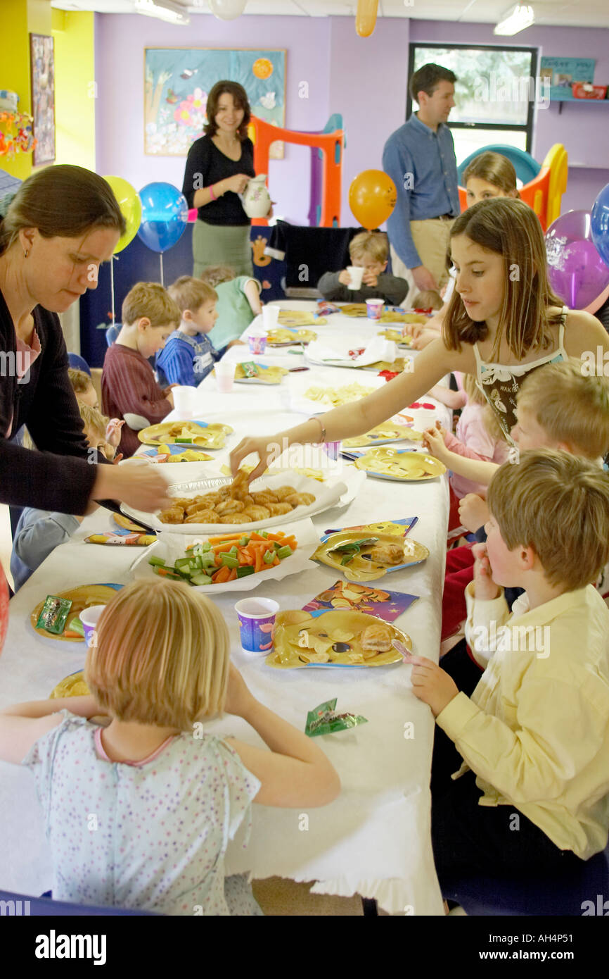 Children s birthday party meal Stock Photo - Alamy