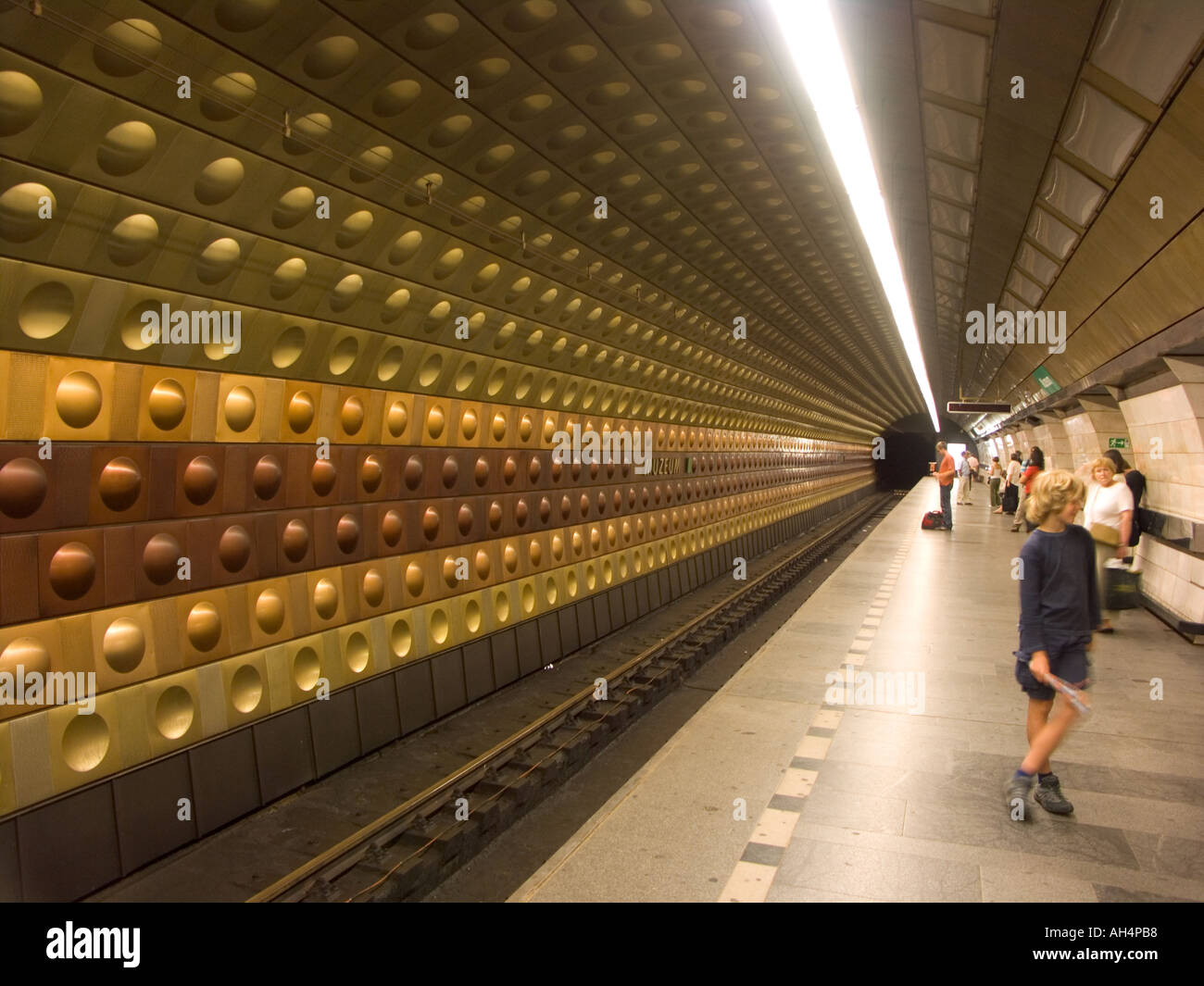 The metro underground and overground city railway Prague Muzeum station ...
