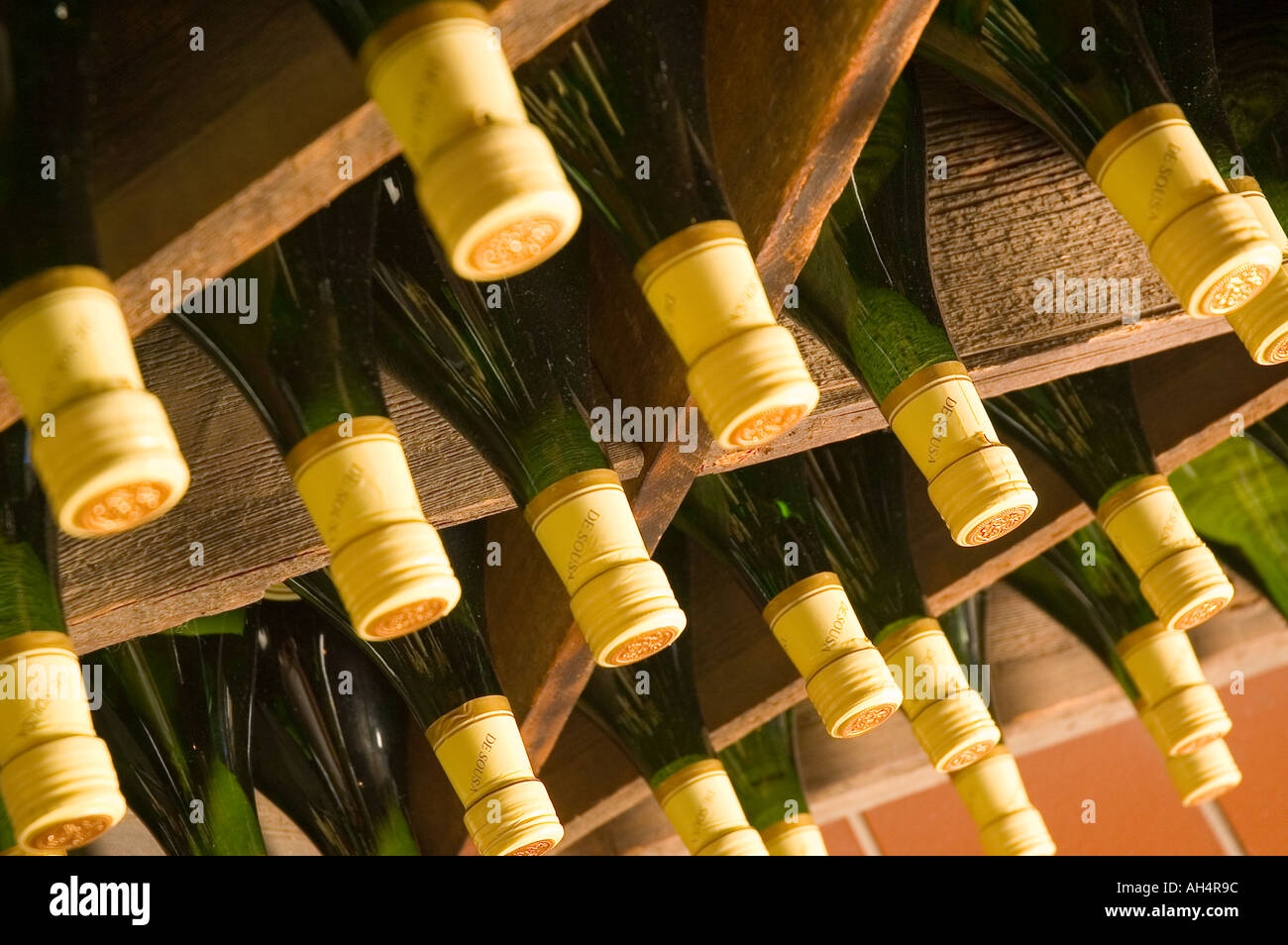 Bottles of wine on display for selling Stock Photo - Alamy
