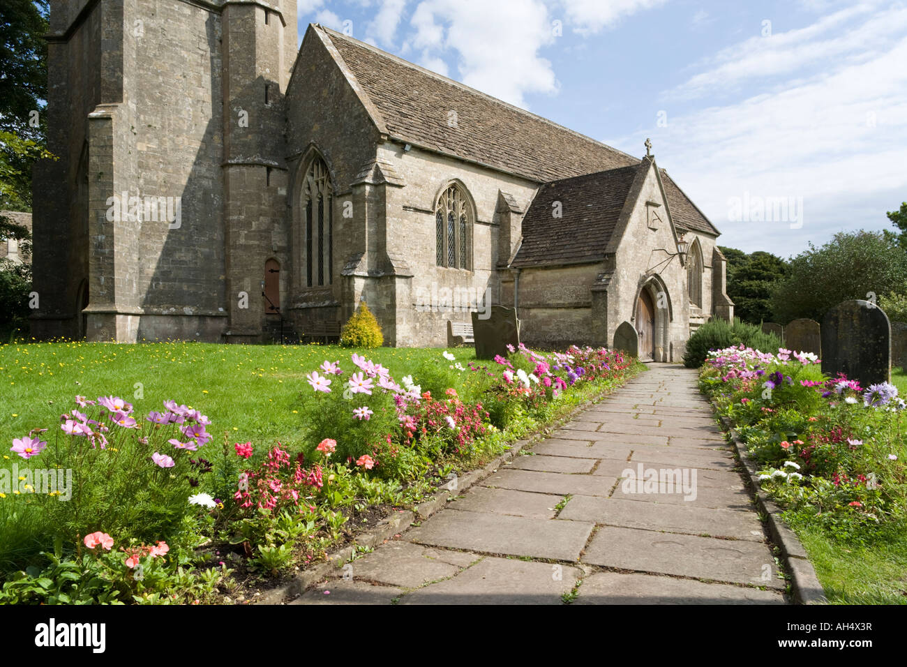 St Marys church in the Cotswold village of Marshfield, South ...