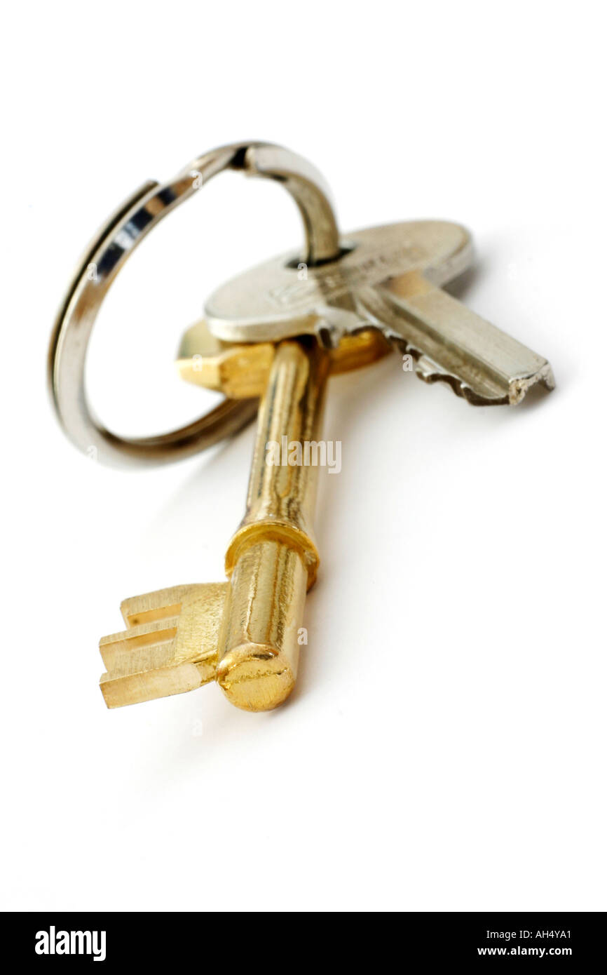 Keys against white background Stock Photo - Alamy