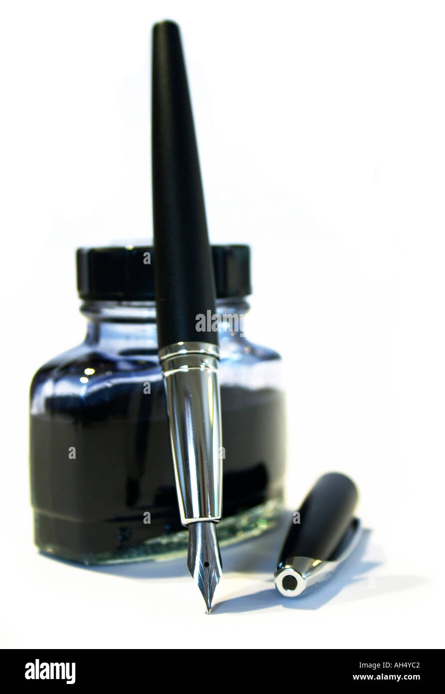 Pen and ink on white background Stock Photo - Alamy