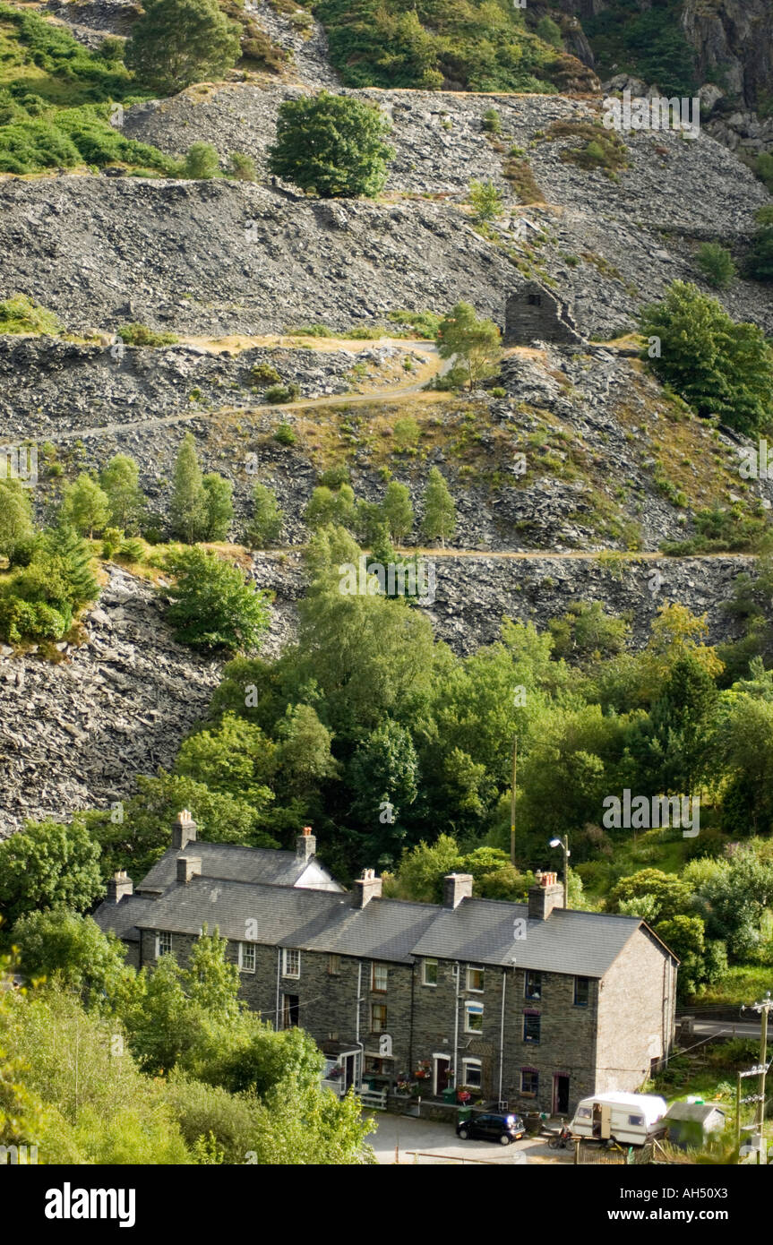 ex Slate workers cottages and piles of waste stone and shale, Corris ...