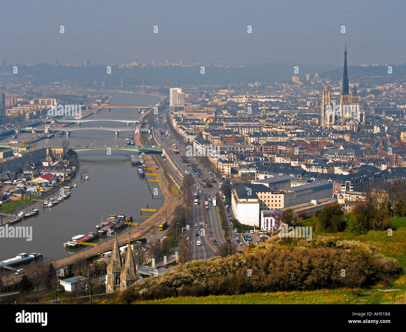 france normandy river seine rouen river seine and industrial rouen ...