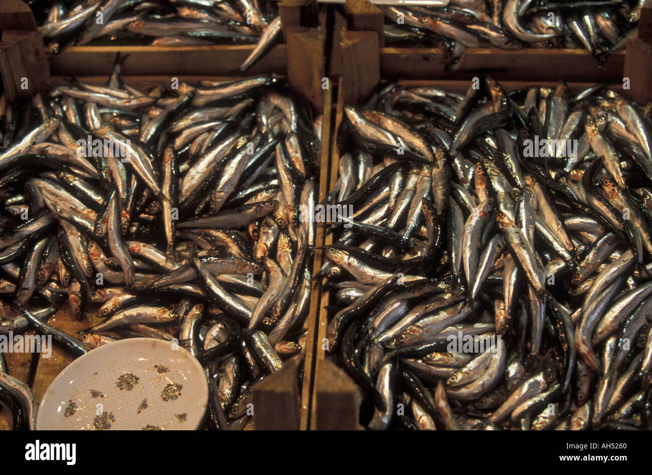 Mackerel ready to be cooked on a boat in Istanbul Stock Photo - Alamy