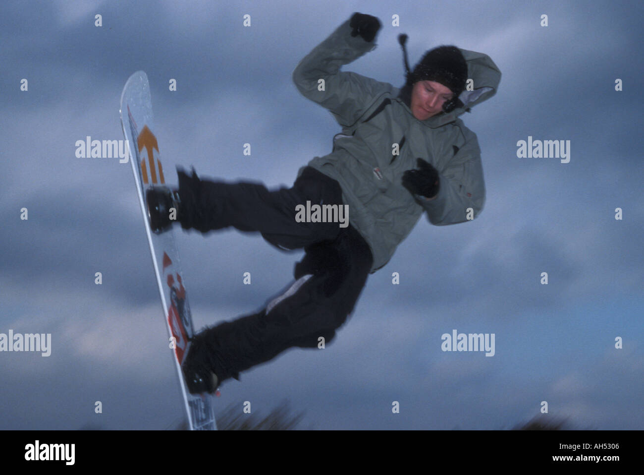 A Snowboarder flying through the air at an event at Alexander palace ...