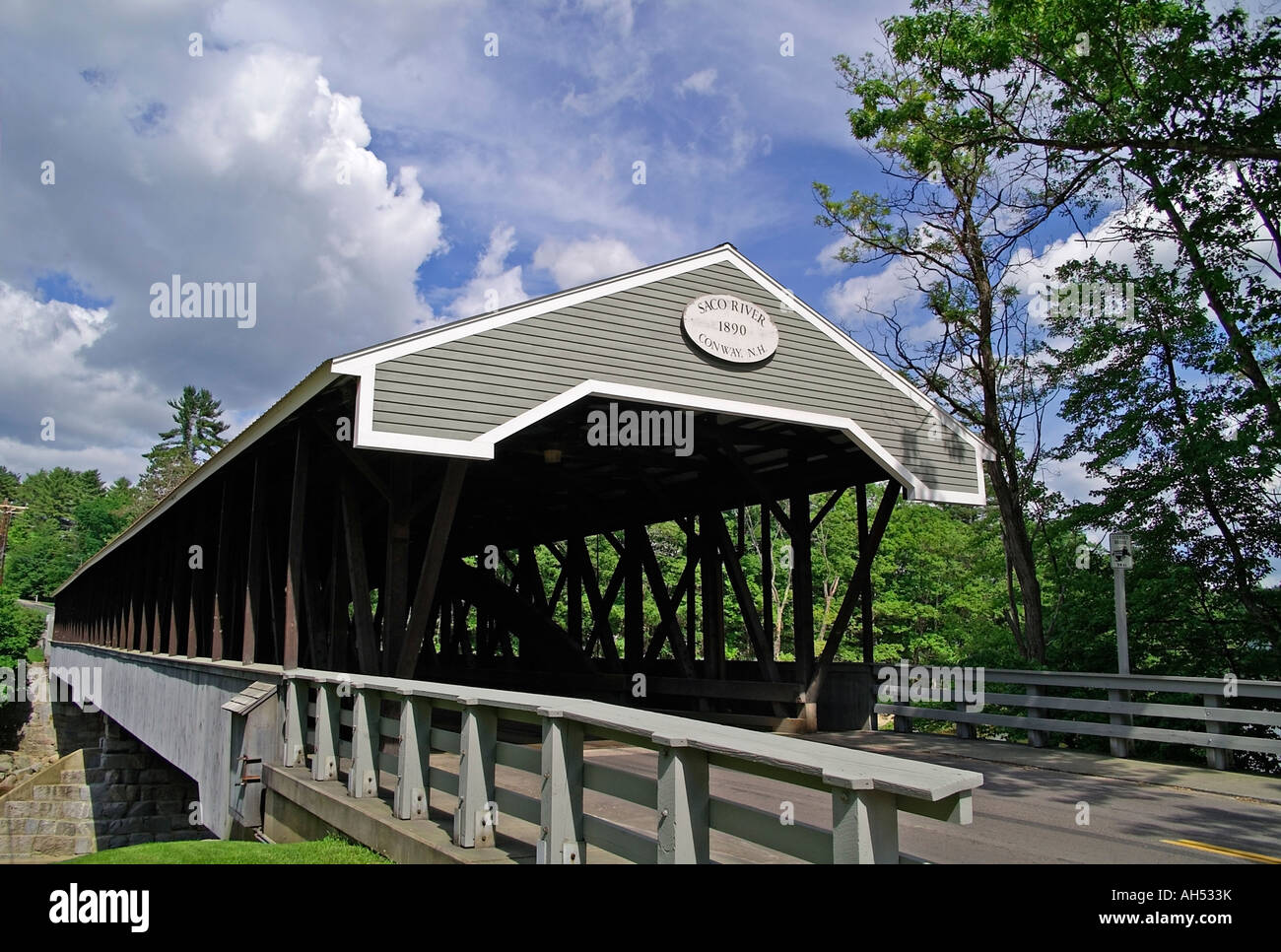 covered bridge Conway N H Saco River 1890 Stock Photo - Alamy