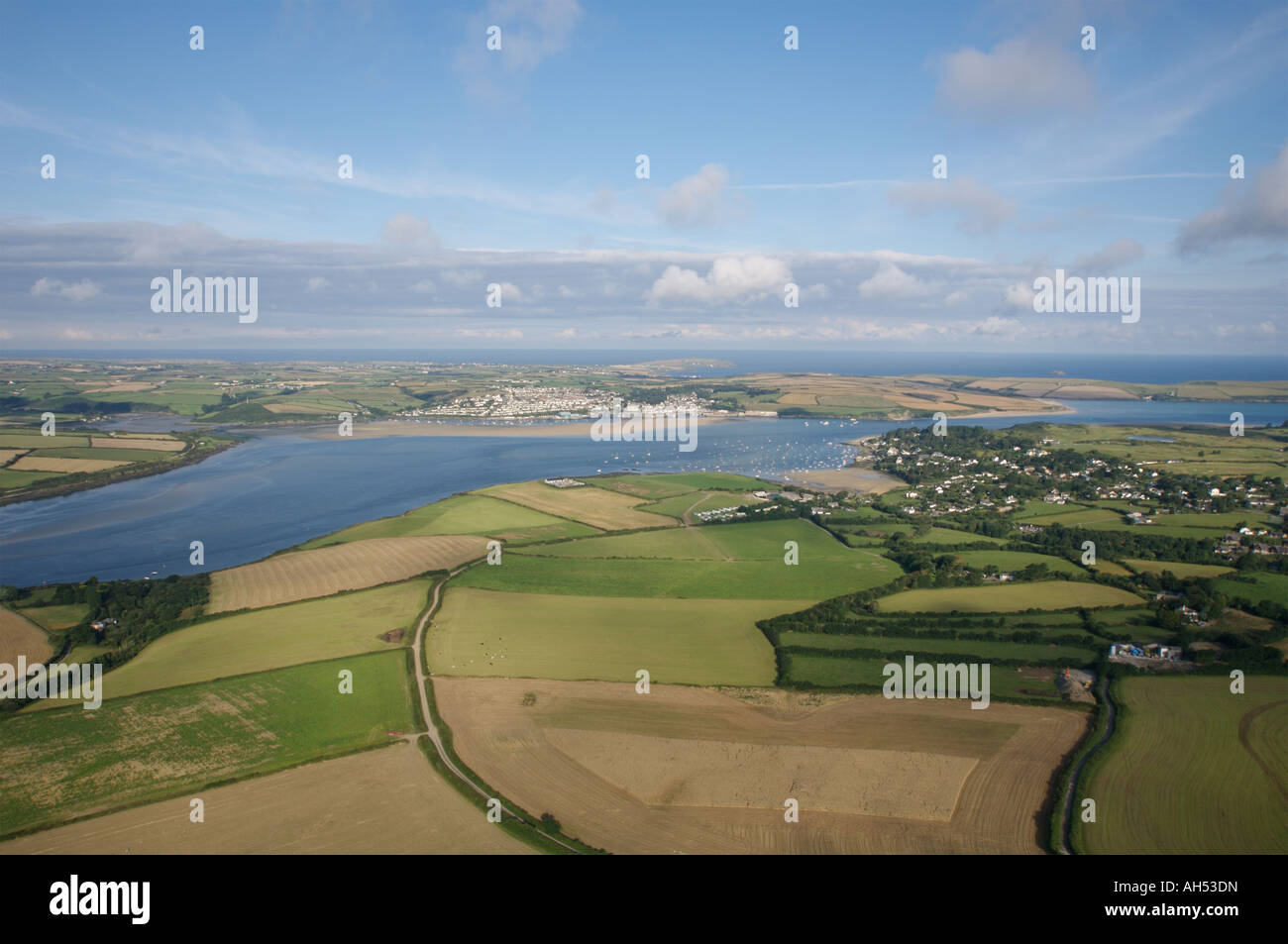 Aerial views looking at Padstow Cornwall. UK Stock Photo - Alamy