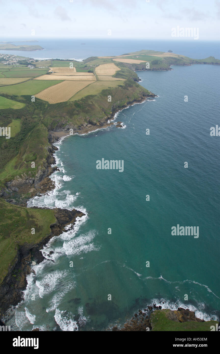 aerial views over Cornish coastline. Cornwall. UK Stock Photo - Alamy