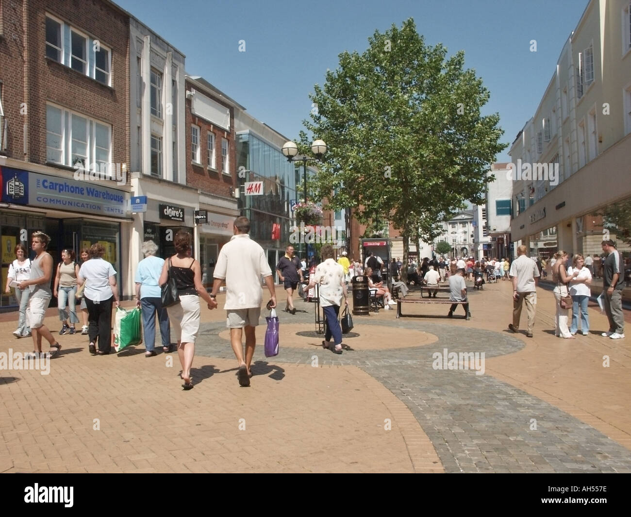 Chelmsford part of a typical High Street including shopping areas Stock ...