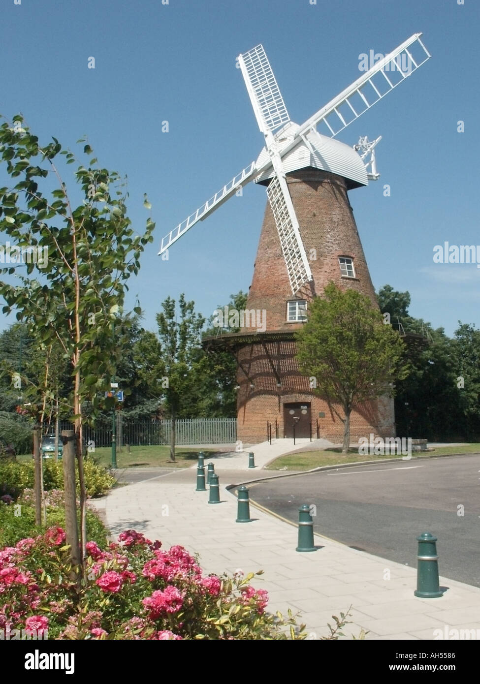 Town centre footpath leading to historical 19th century Rayleigh Tower ...