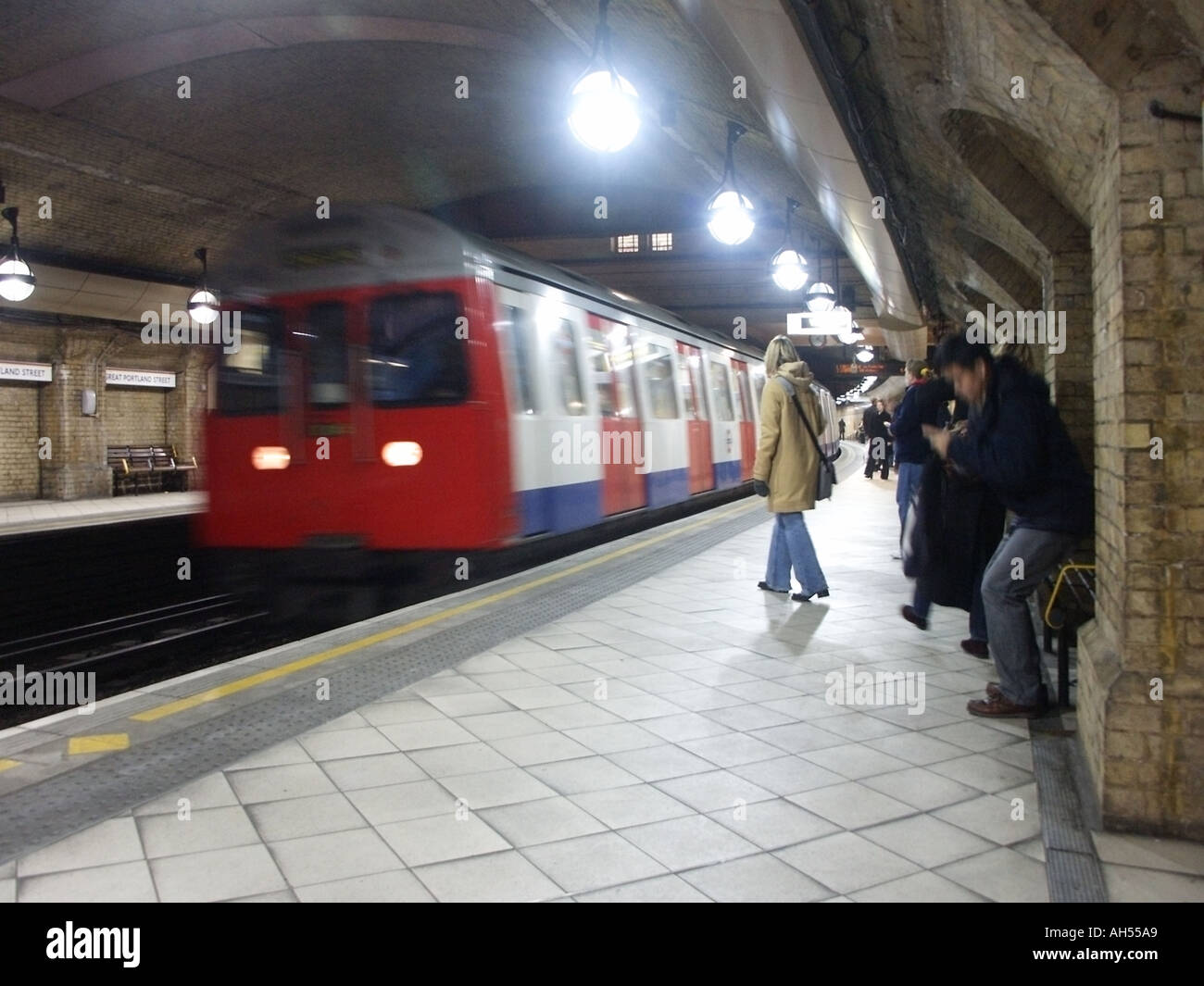London Great Portland Street underground station platform and train ...