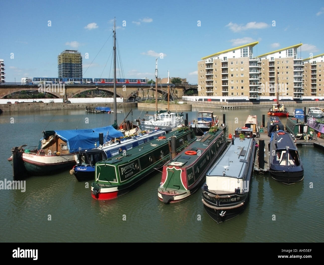 Limehouse Basin Grand Union Canal blocks of waterside apartments ...