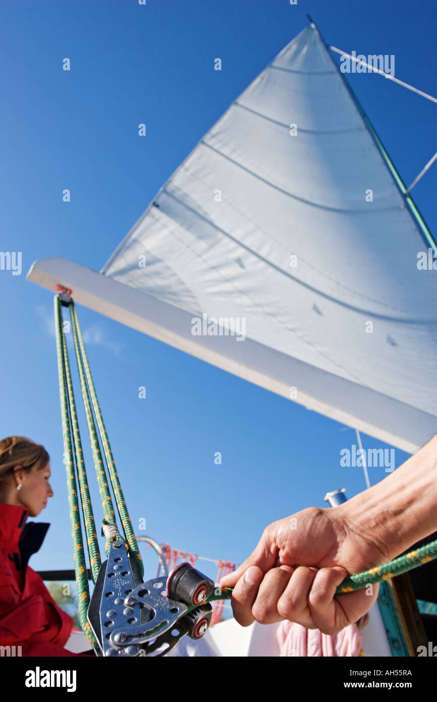 outdoor day summer tree trees water lake boat yacht sailboat deck mast ...